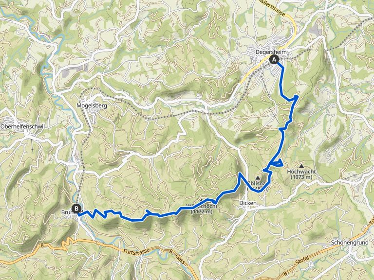 🇨🇭 Wilket-Gratweg (Degersheim - Wilkethöchi - Brunnadern) | Wanderung | Komoot